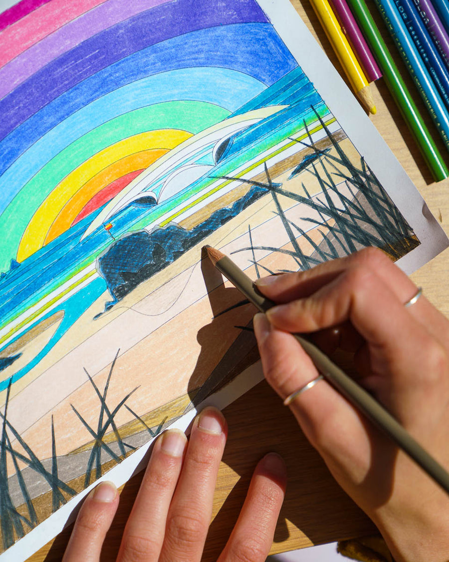 Chapel Rock Perranporth Colouring Page – Laurie McCall Artist